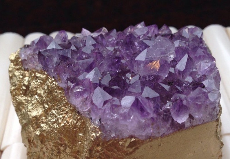 Handmade Box With Bone Inlay & Gold Gilded Amethyst Cluster. | Etsy