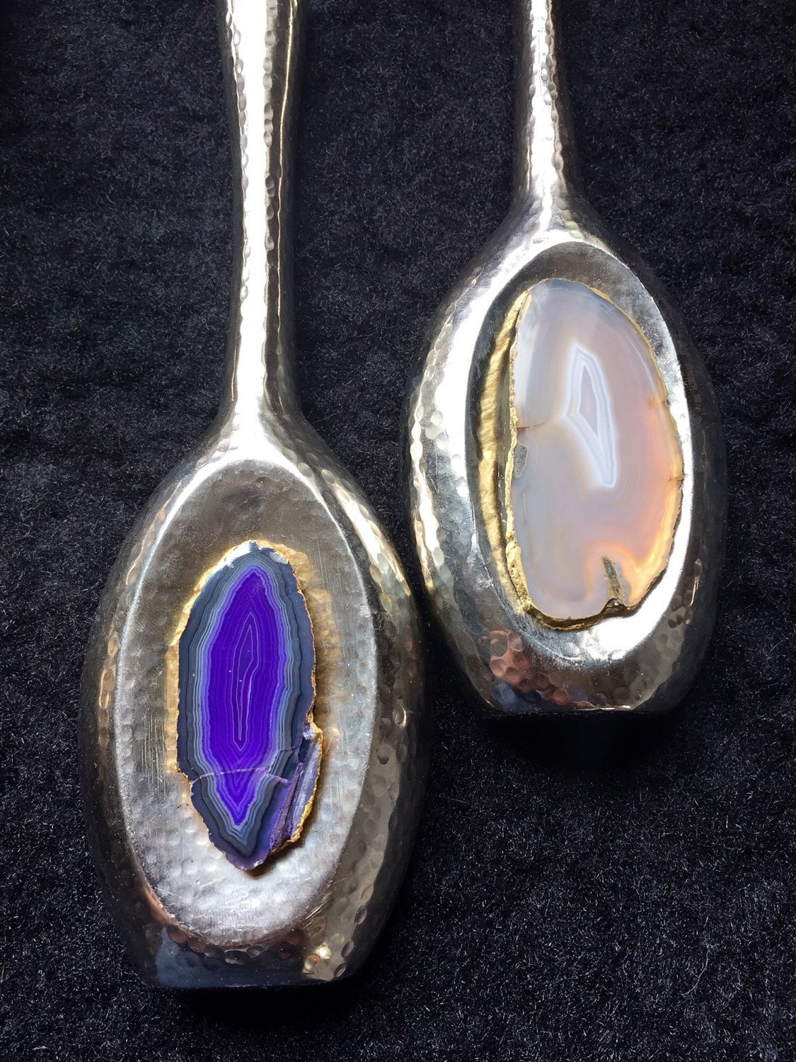 Stunning Hammered 10" Chrome Vases With Choice of Gold Gilded Stone ...