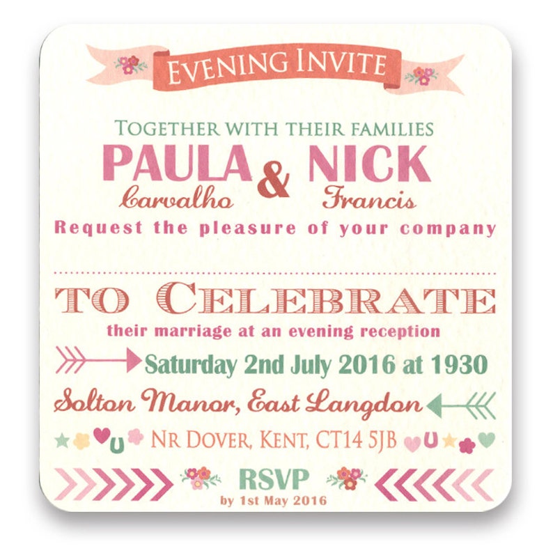 Just Add Confetti Decorative Pattern Stylish Wedding Invitation for a ...