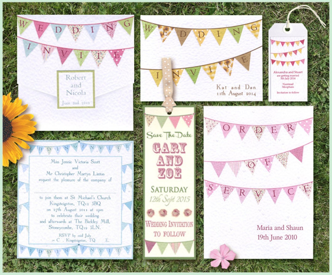 Bunting Decorative Pattern Fabrics Wedding Invitation for a Fun Summer ...