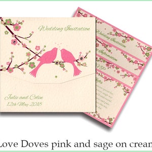 Love Doves Decorative Birds With Branches of Cherry Blossom Wedding ...
