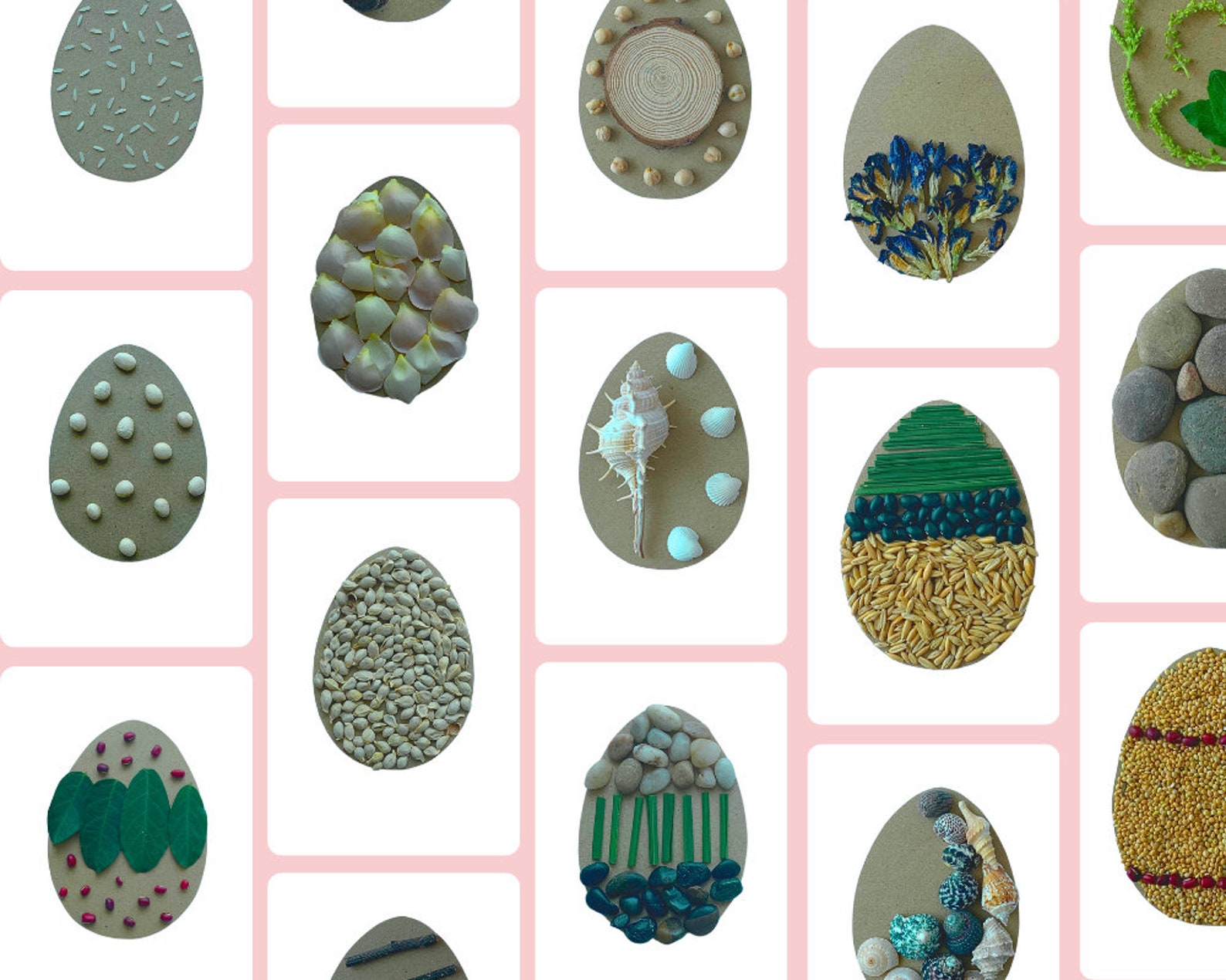 Nature Easter Eggs Loose Parts Matching Game 20 Differents Real Picture ...
