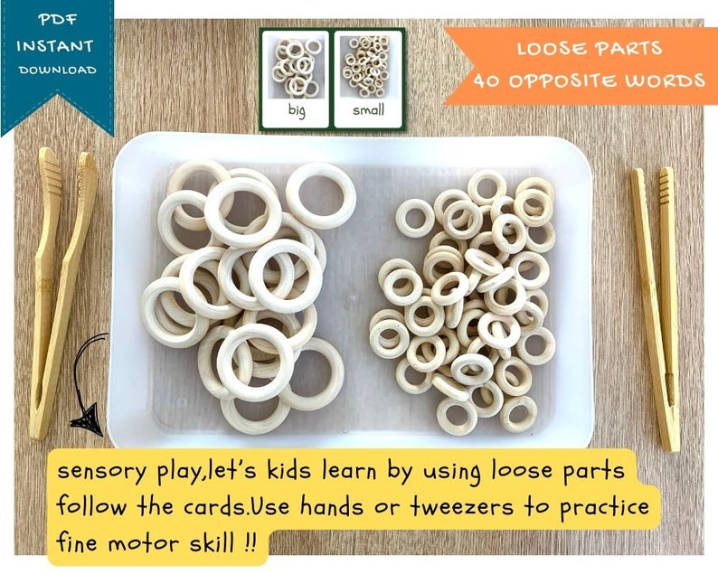 Opposite Flashcards | Montessori Loose Parts Learning (digital Download ...