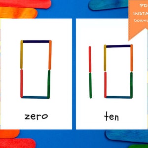 Loose Parts Card,popsicle Stick Patterns, Alphabet A-Z Cards, 1-10 ...