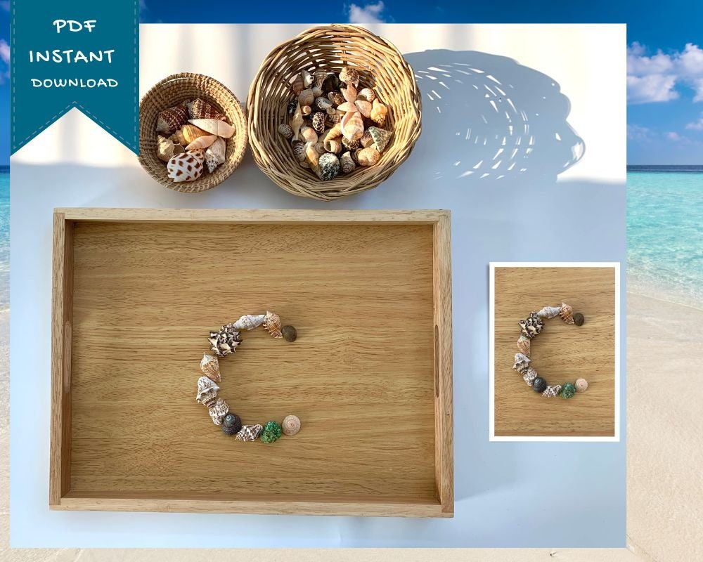 Natural Loose Parts Card Seashells, Alphabet A-Z Cards, Uppercase and ...