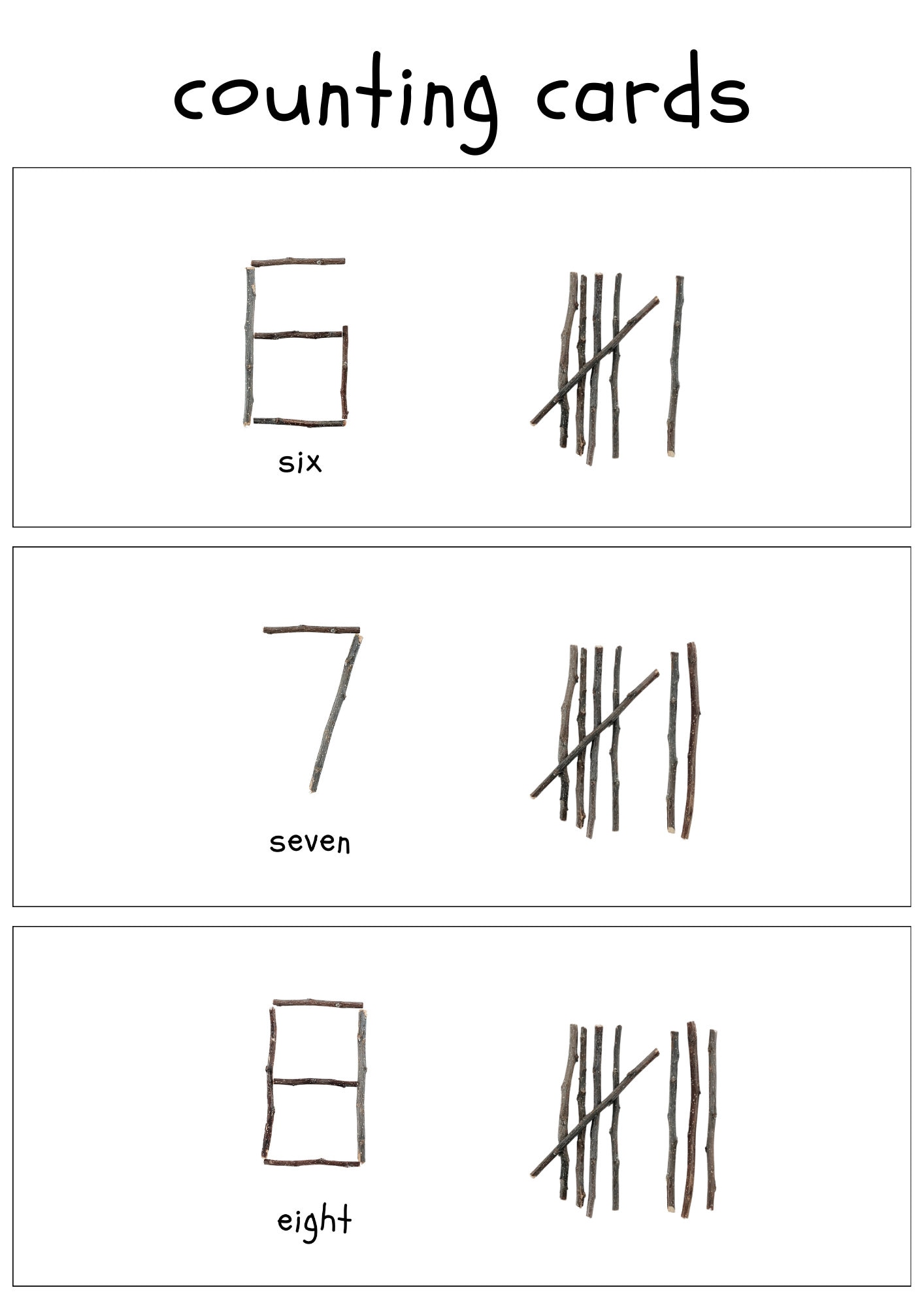 Loose Parts Card, Wood Stick Math Cards, Nature Loose Parts, Montessori ...