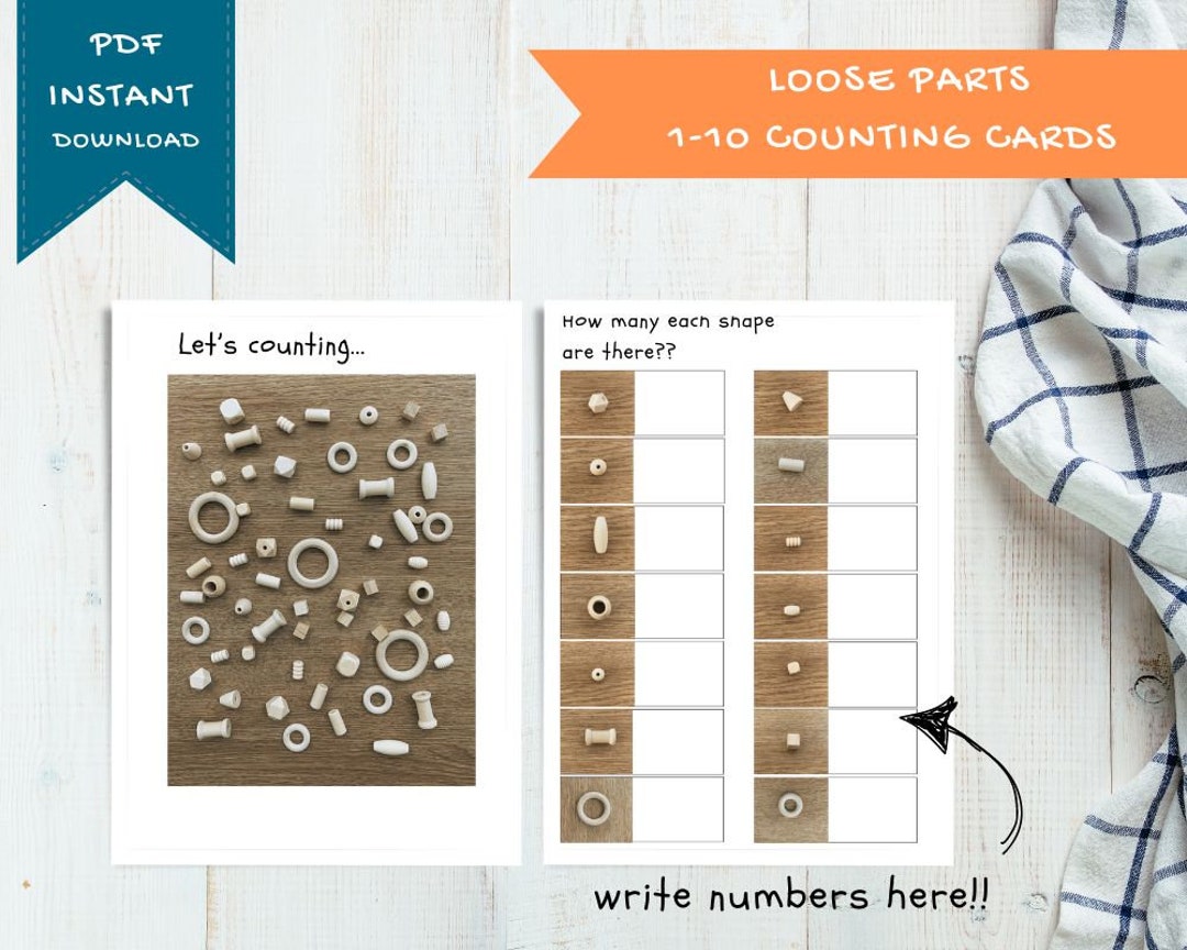 Loose Parts Card, Wood Beads Math Cards, Nature Loose Parts, Montessori ...