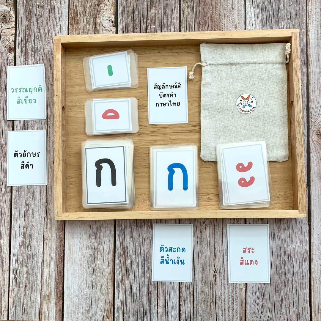 Thai Alphabet Flashcards Set : Separate Color of Leading Letters ...