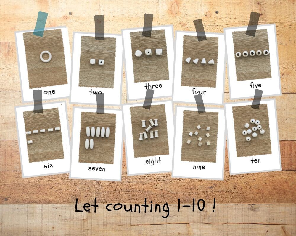 Loose Parts Card, Wood Beads Math Cards, Nature Loose Parts, Montessori ...