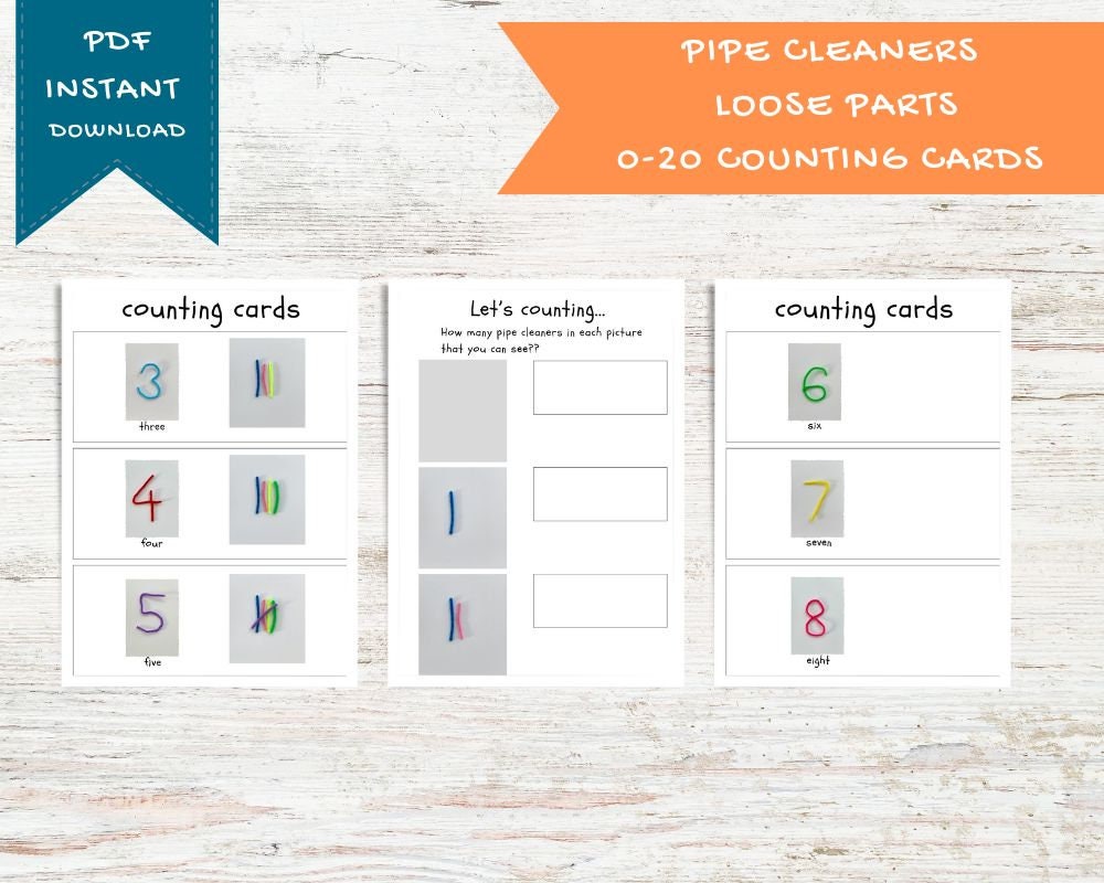 Loose Parts Cards,pipe Cleaner Patterns, 0-20 Counting Practices ...
