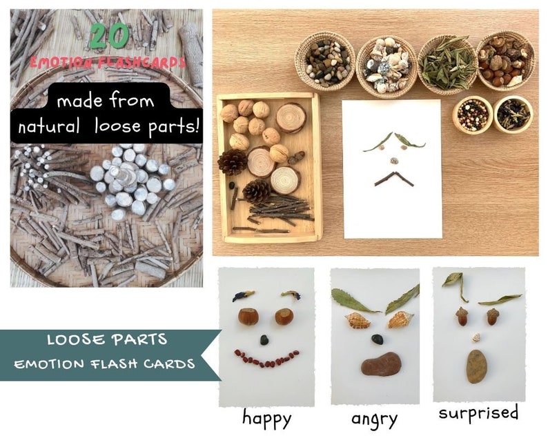 Emotion Flashcards | Feelings Flash Cards | Natural Loose Parts Cards ...