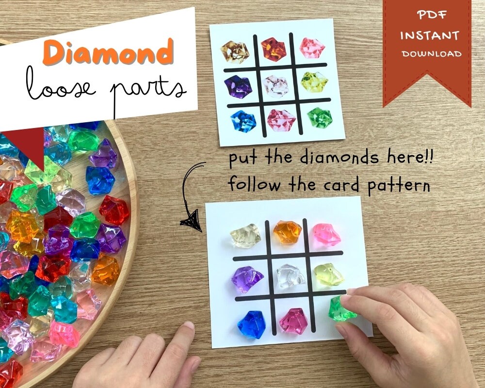 Loose Parts Cards,diamond Pattern Practices, Color Sorting Pattern, 1 ...