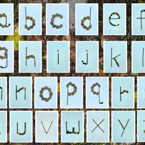 Natural Loose Parts Card Pinecones,wooden Sticks,rocks, Alphabet A-Z ...