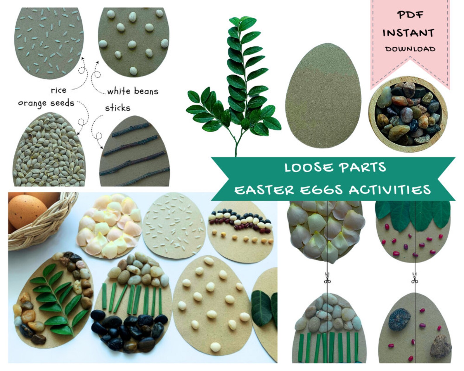 Nature Easter Eggs Loose Parts Matching Game 20 Differents Real Picture ...