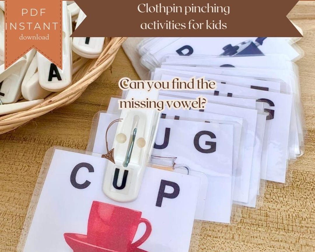 50 CVC Flash Cards|the Missing Letter Clip Game|pinching Activity|fine ...