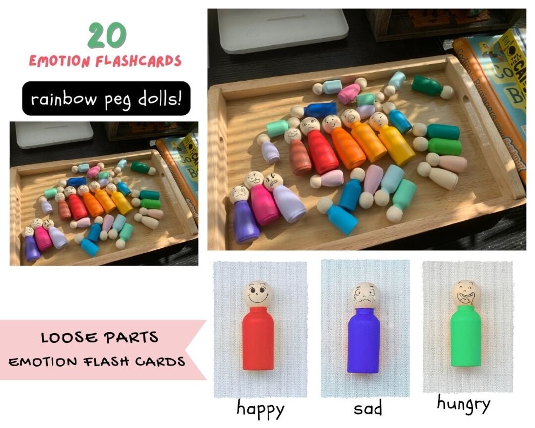 Emotion Flashcards | Feelings Flash Cards | Peg Doll Loose Parts Cards ...