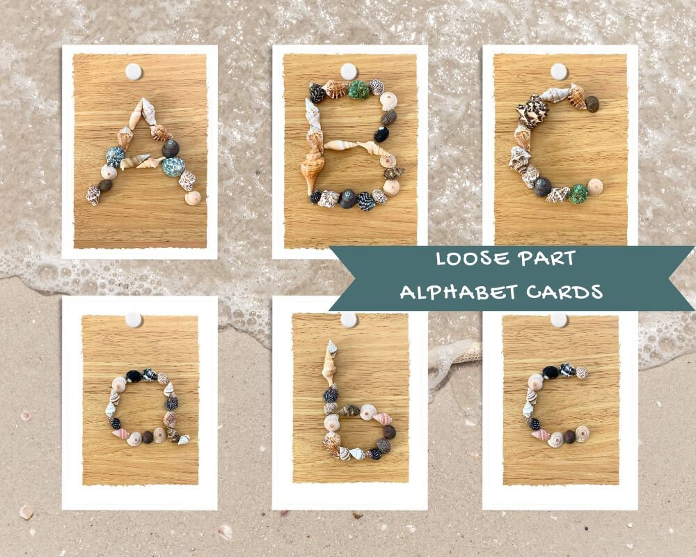Natural Loose Parts Card Seashells, Alphabet A-Z Cards, Uppercase and ...