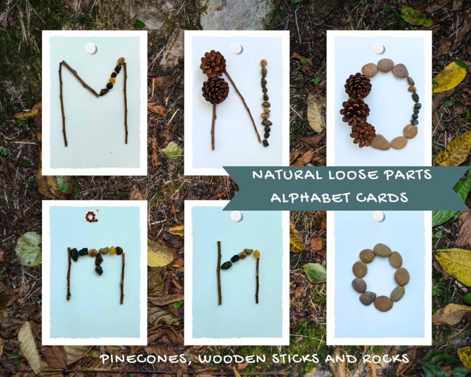 Nature Alphabet Cards, Pinecone, Rock, Sticks, Montessori Learning (PDF ...