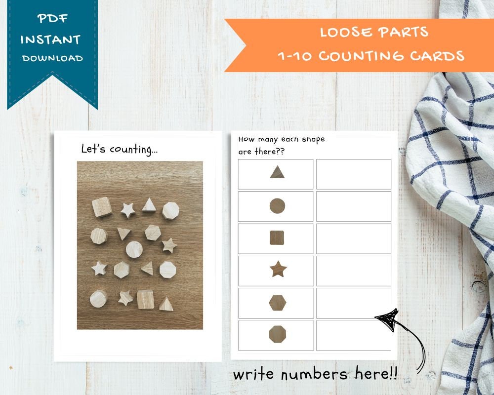 Loose Parts Card, Wood Beads Math Cards, Nature Loose Parts, Montessori ...