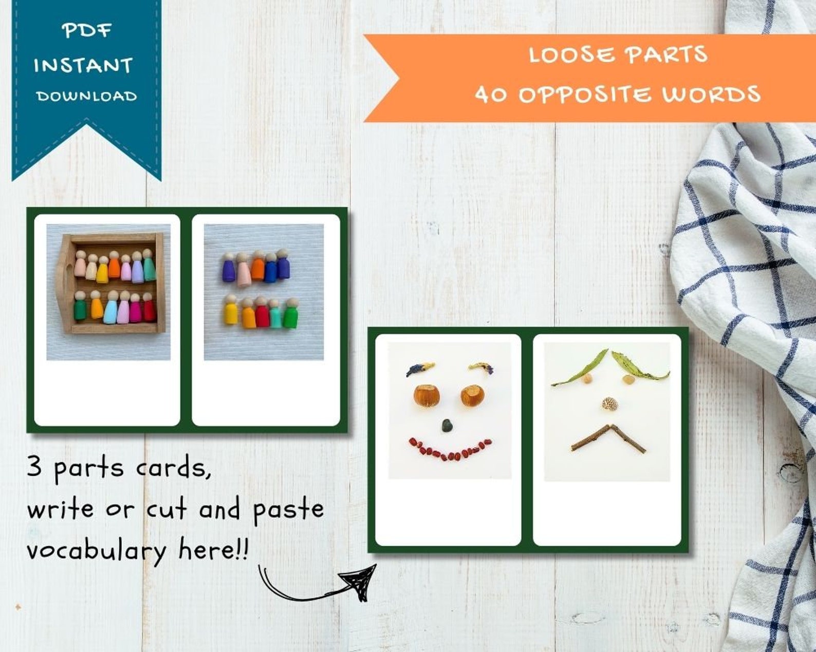 40 Opposite Flashcards | Oposite 3 Parts Cards | Loose Parts Cards ...