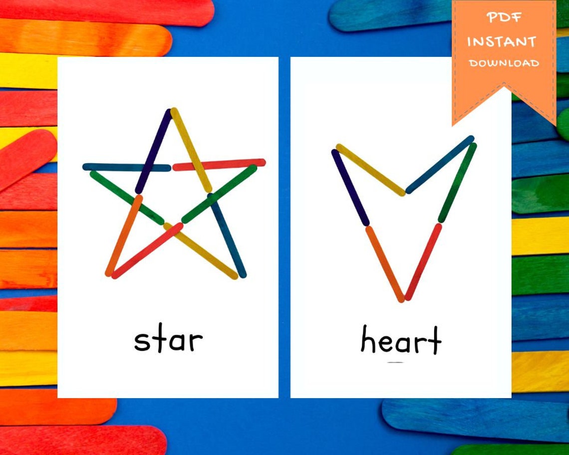 Loose Parts Card,popsicle Stick Patterns, Alphabet A-Z Cards, 1-10 ...