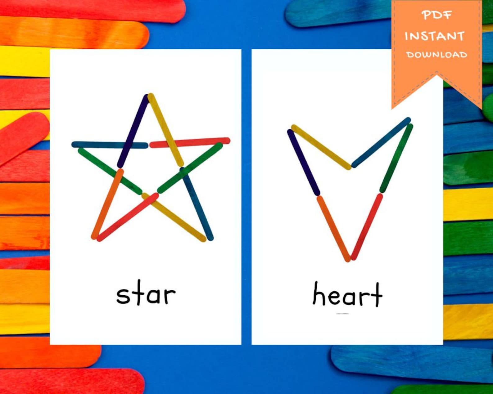 Loose Parts Card,popsicle Stick Patterns, Alphabet A-Z Cards, 1-10 ...