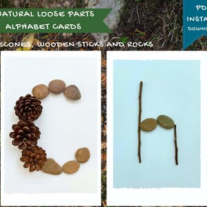 Natural Loose Parts Card Pinecones,wooden Sticks,rocks, Alphabet A-Z ...