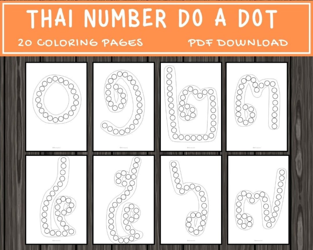 Thai Number Do A Dot Worksheets, Toddler Learning (PDF Pattern) - Etsy