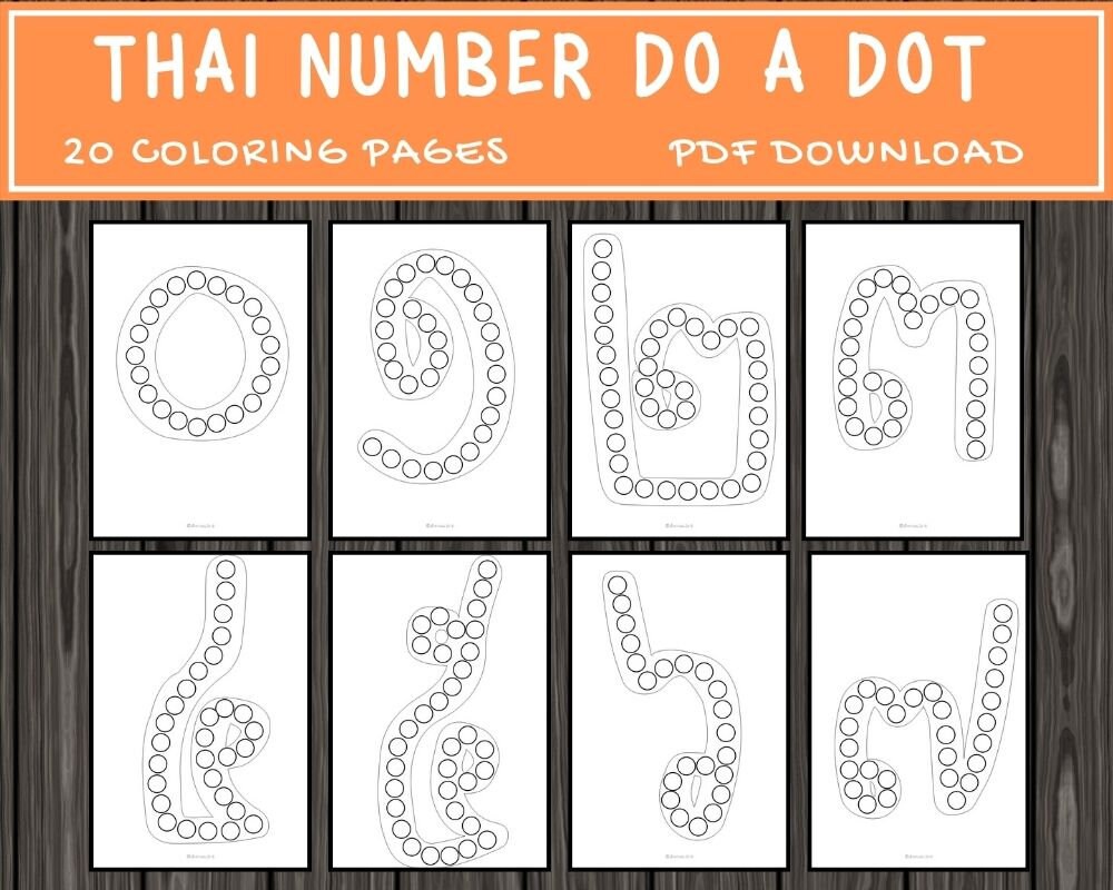 Thai Number Do A Dot Worksheets, Toddler Learning (PDF Pattern) - Etsy