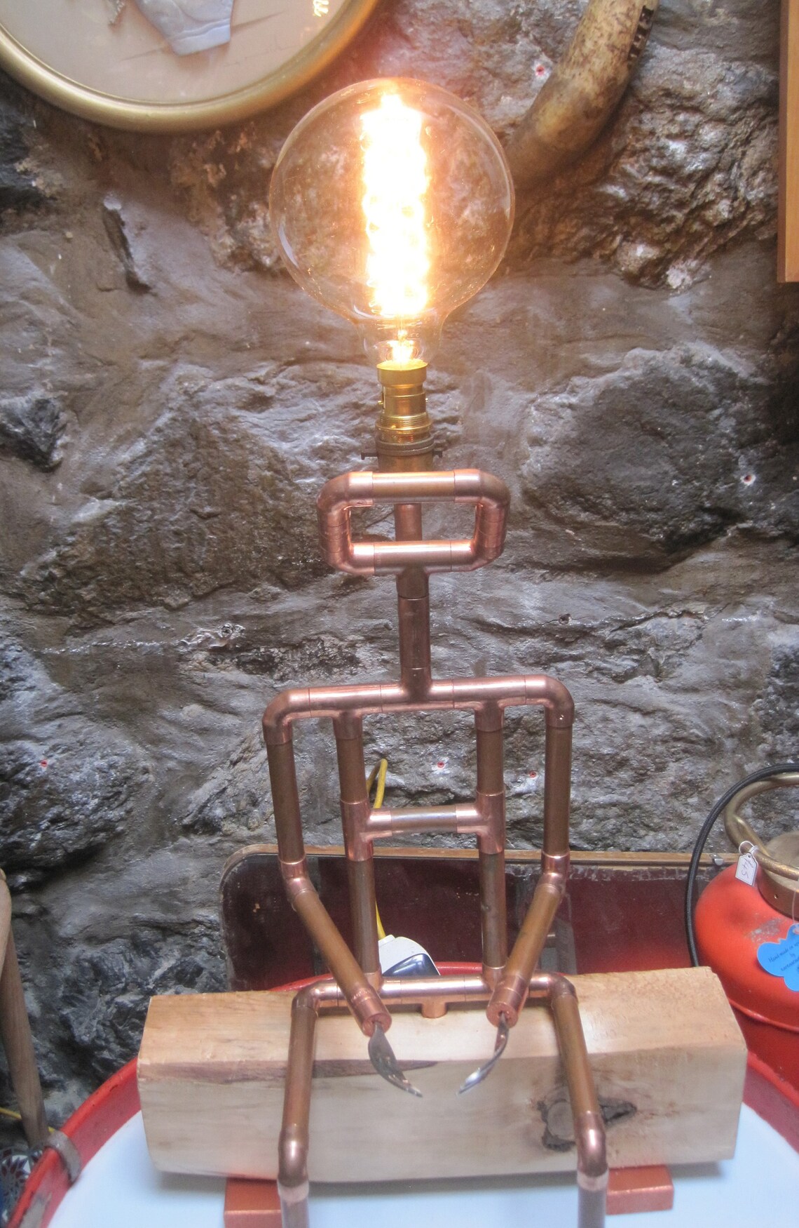 Lamp Copper Pipe Robot Figure - Etsy