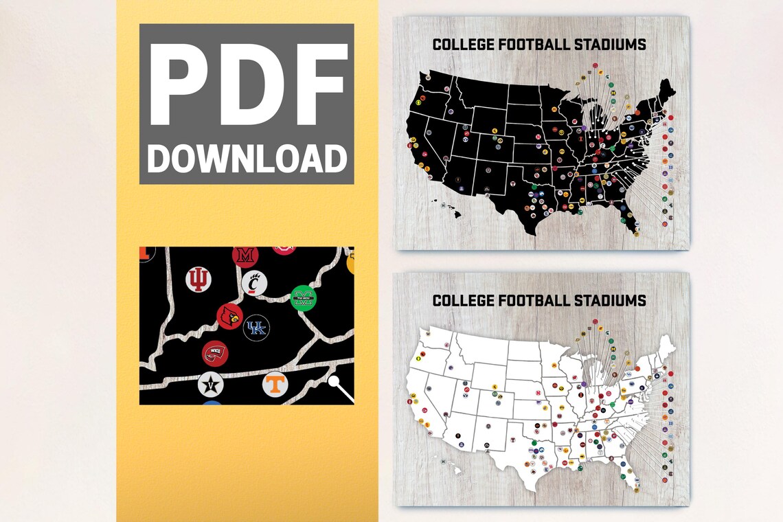 Printable College Football Stadium Map - Digital Download - Etsy Canada