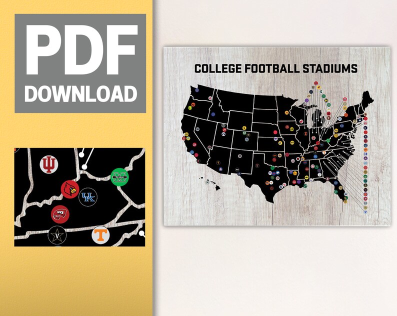 Printable College Football Stadium Map Digital Download - Etsy Canada