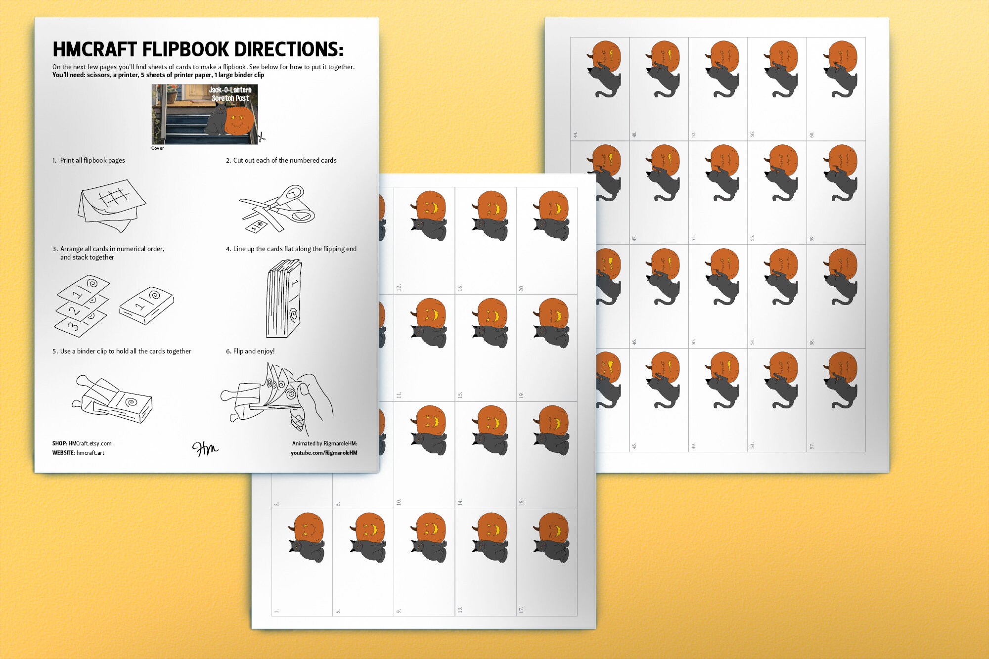 Cat and Pumpkin - Printable Flipbook (animated by Rigmarolehm) - Etsy