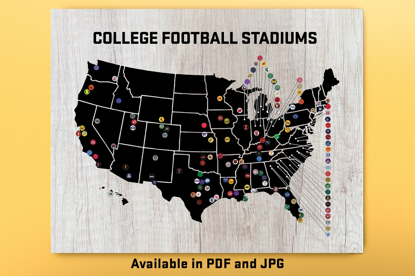 Printable College Football Stadium Map Digital Download - Etsy Canada