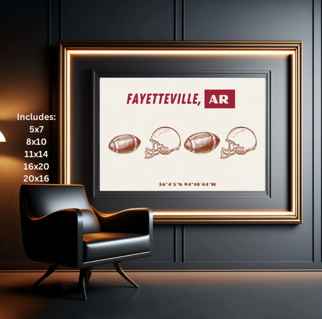 Arkansas Razorback Football Wall Art Decor, Print, Digital File for ...