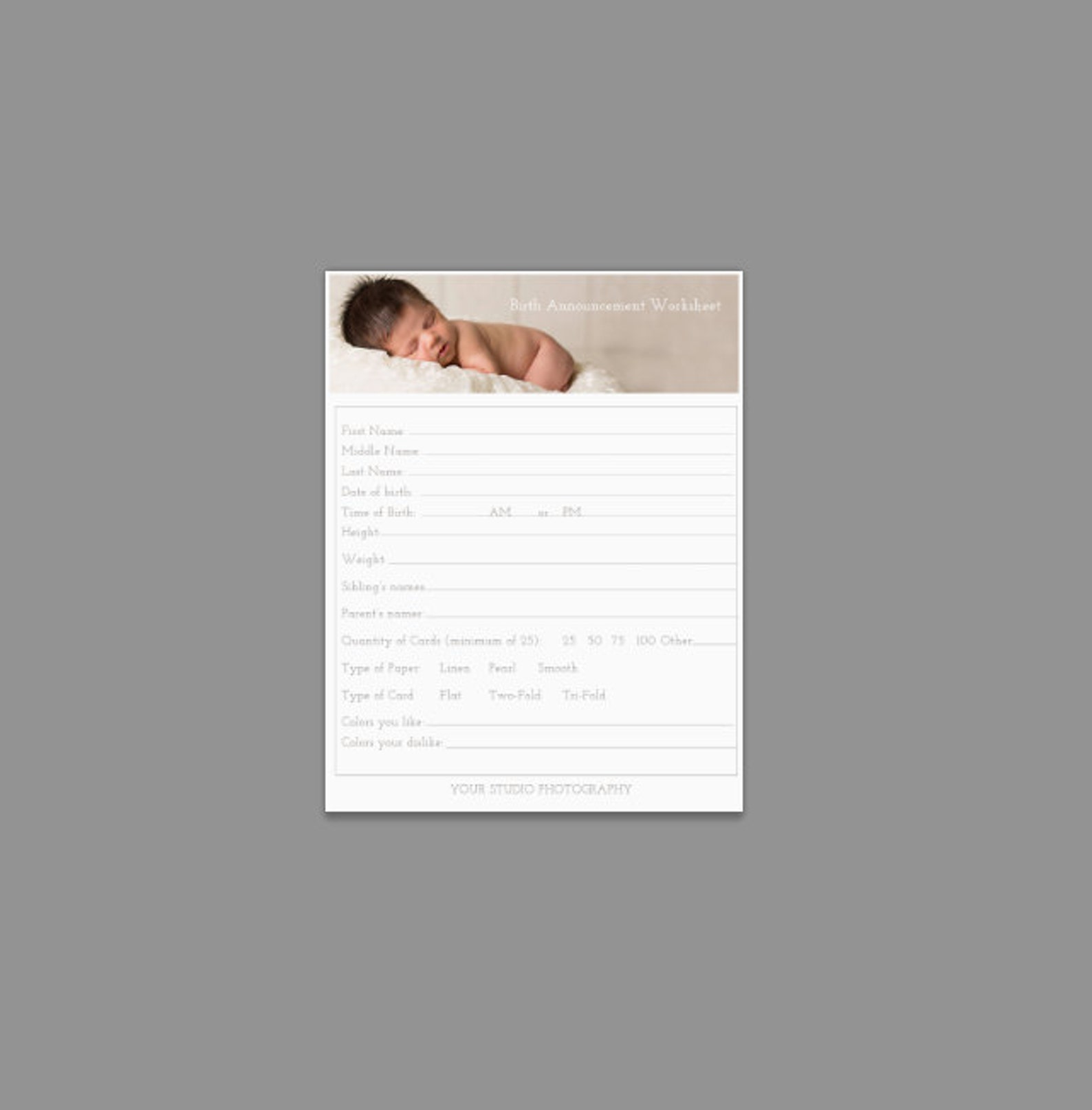 Birth Announcement Worksheet Template for Newborn | Etsy