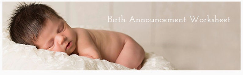 Birth Announcement Worksheet Template for Newborn | Etsy