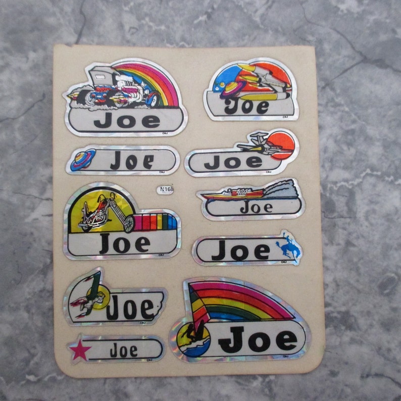 Vintage Pack of JOE Stickers on 5 Different Sheets With Various Cool ...