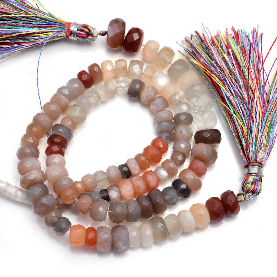 8-Zoll-String natürliche Multi Mondstein facettierte Perlen, sehr ...