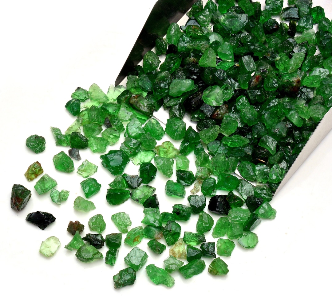5,10,20,50 Pcs Green Tsavorite Garnet Rough, Genuine Crystal Gemstone ...