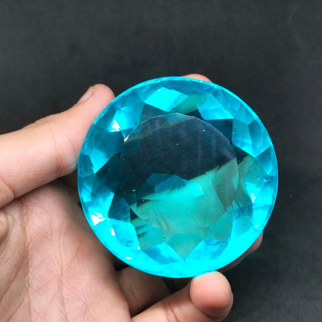 800+ Carat Swiss Blue Glass Field Topaz Gemstone Round Shape Big Topaz ...