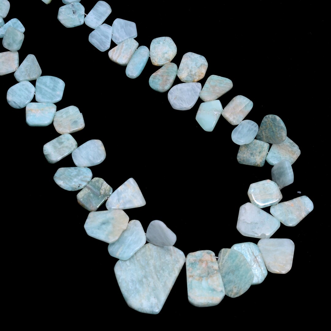 Natural Green Amazonite Slice Beads, Graduated Pebble Slab, 12 Inch - Etsy