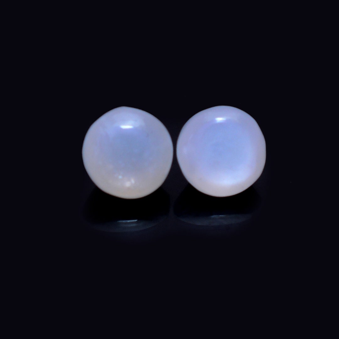 Flashy Rainbow Moonstone Round Faceted Cabochon One Side Cabochon and ...