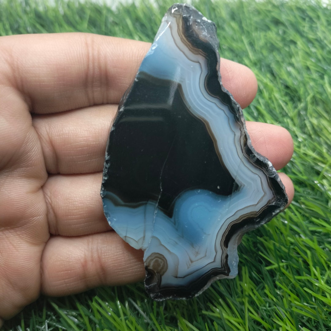 Black Banded Onyx Slice, Polished Gemstone Slab - Etsy