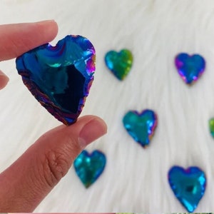 Aura Titanium Obsidian Heart, Coated Crystal (30-35MM) - Etsy