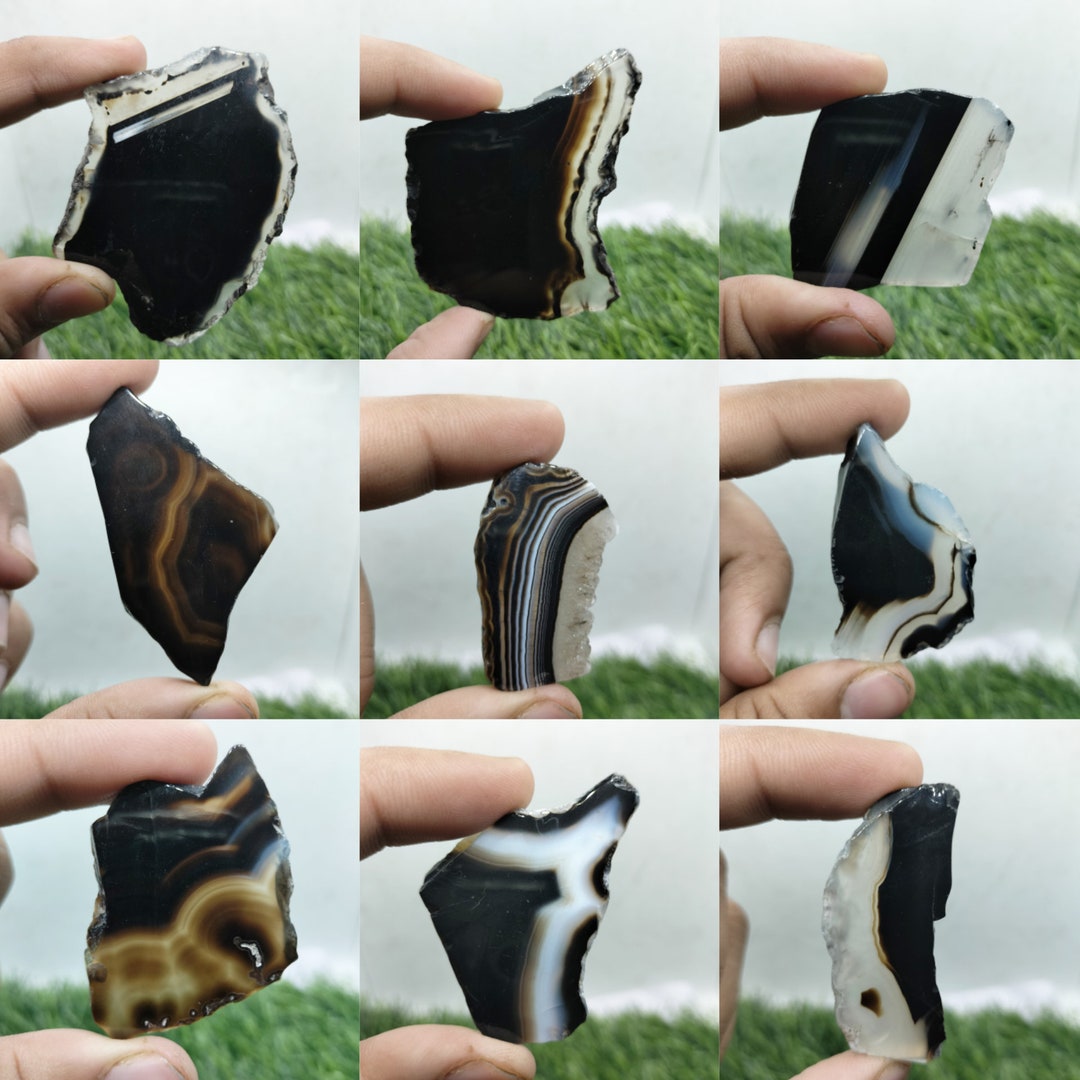 Black Onyx Polished Slices Rough Gemstone,black Onyx Polished Rough ...