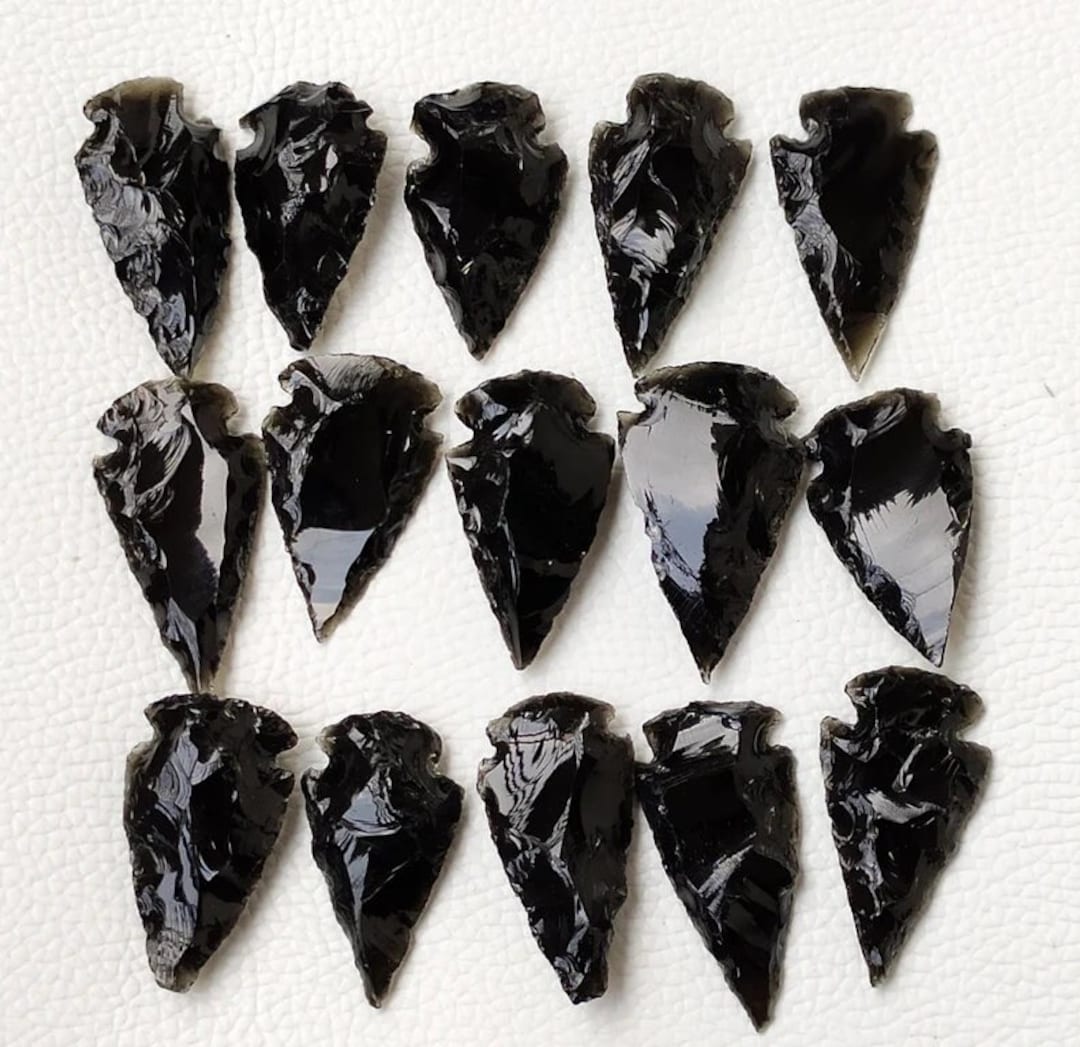 Obsidian Arrowhead, Obsidian Crescent Arrow Head, Black Spear Head ...