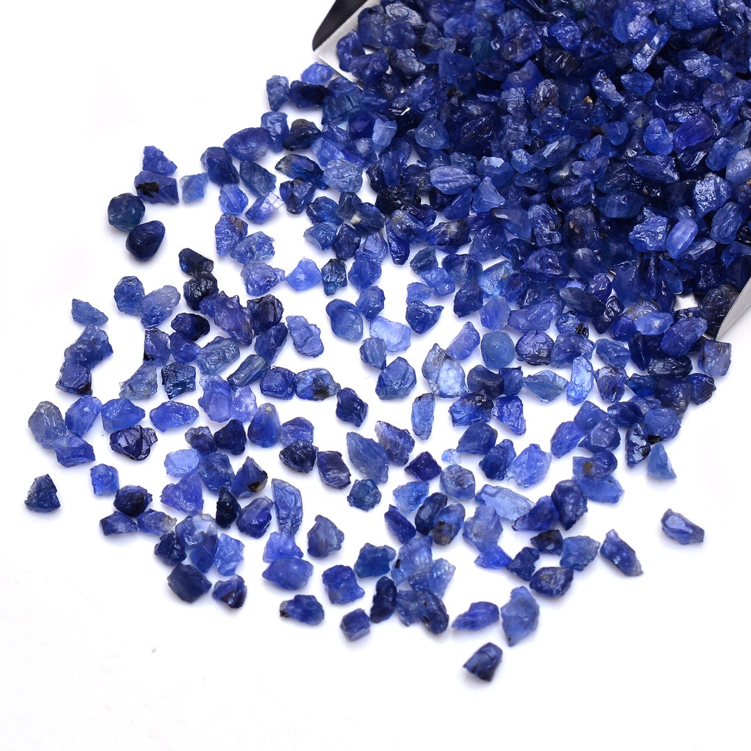 100 Pcs Natural Blue Sapphire Raw Rough Stones, 3-5 MM Semi Precious ...