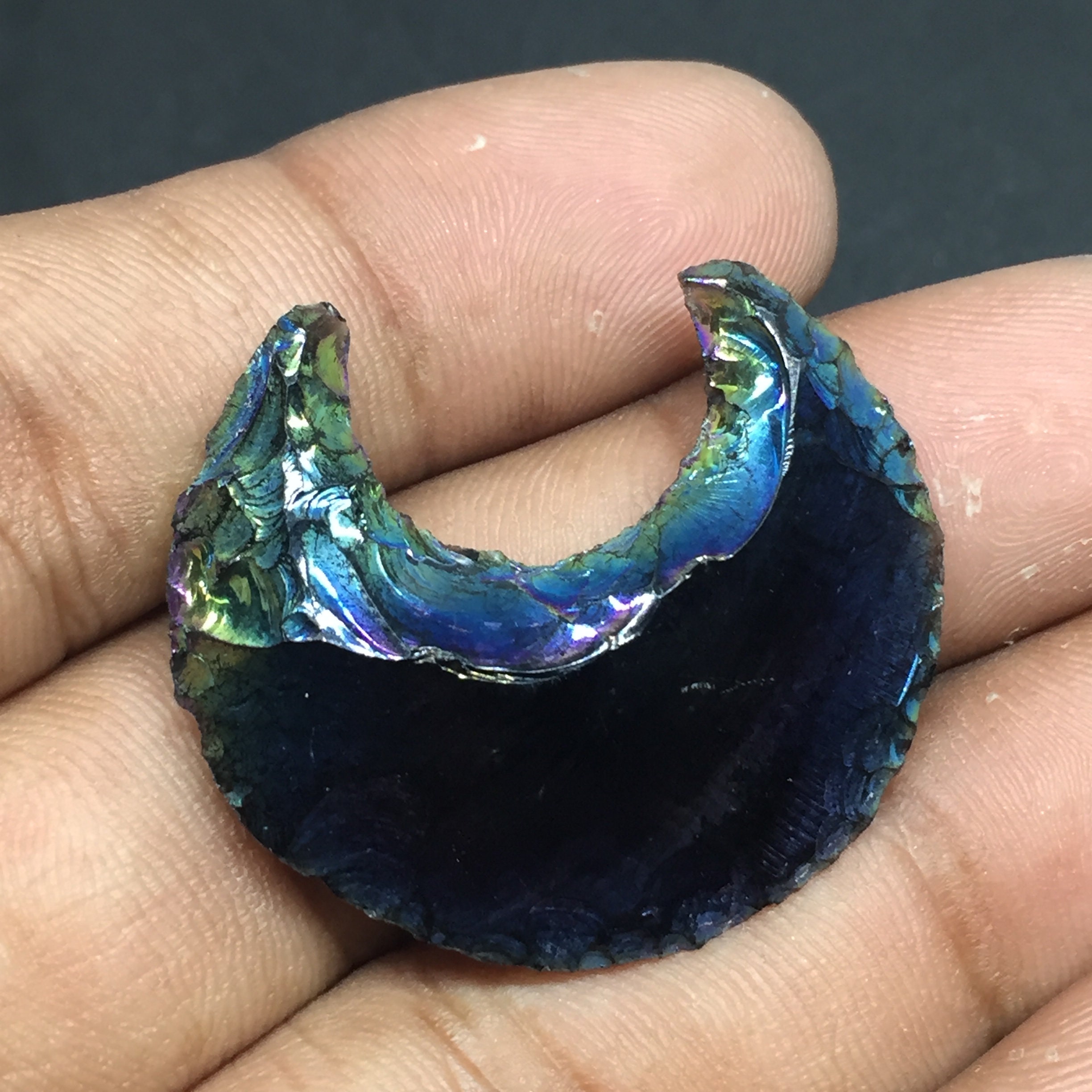 Aura Obsidian Moon Angel Aura Quartz Obsidian Moon Crystal | Etsy