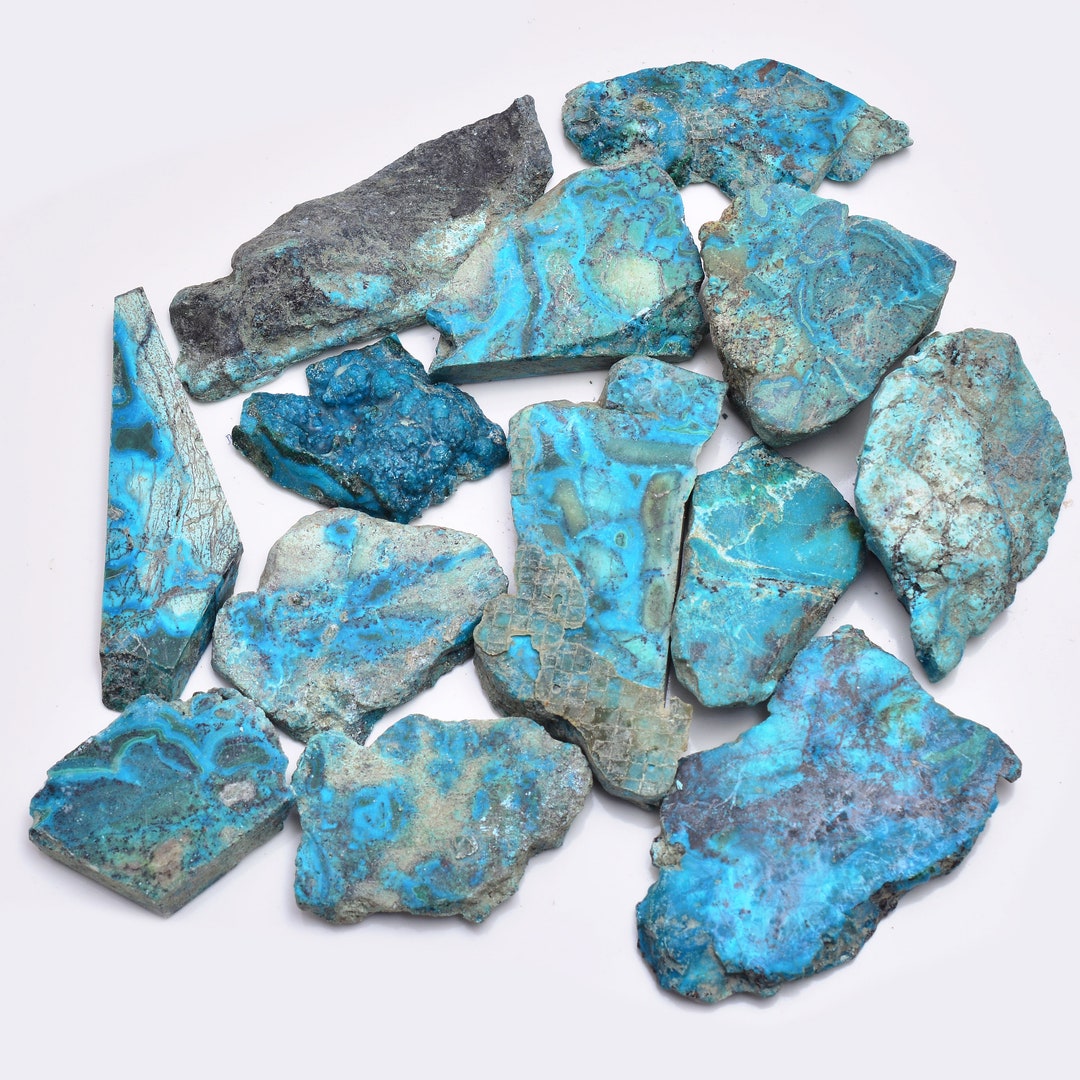 Raw Chrysocolla Stone Slices Raw - Rough Chrysocolla Slices - Raw ...